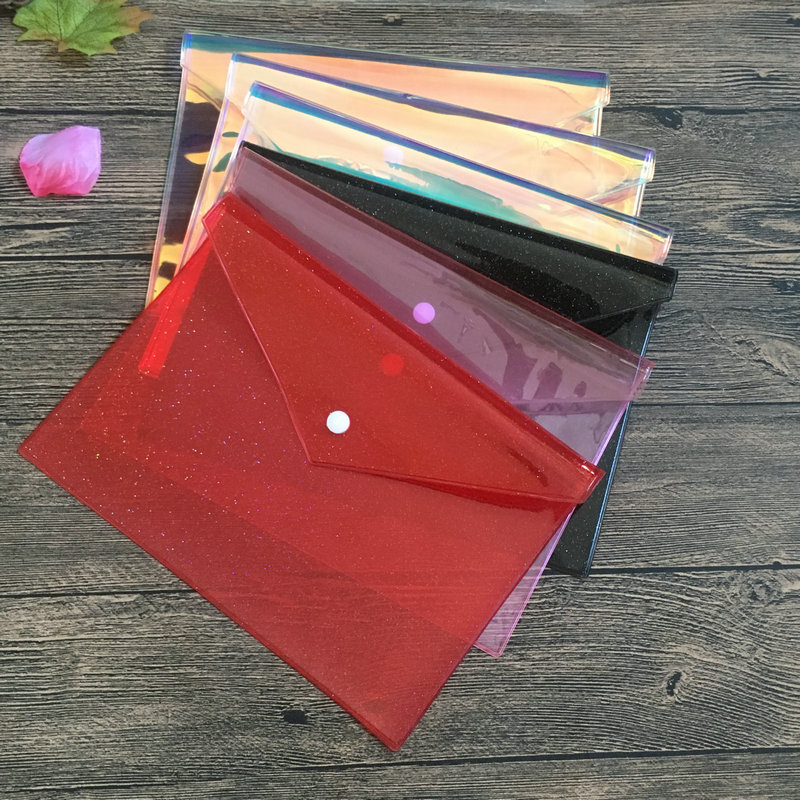 Custom printed pvc button bag transparent zipper bag