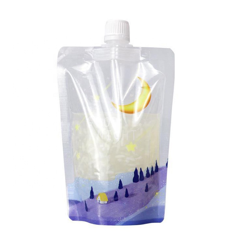 Multi-size custom liquid transparent PE spout bag